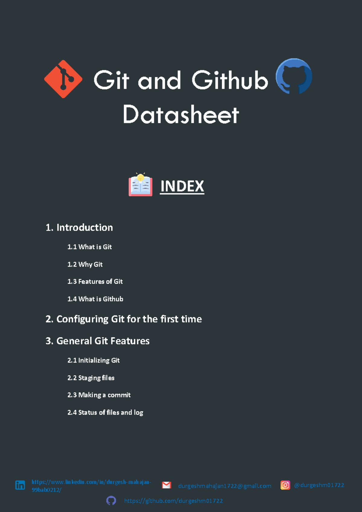 5 6177104699062226166 - Git and Github Datasheet linkedin/in/durgesh-mahajan- 99bab0212/ - Studocu