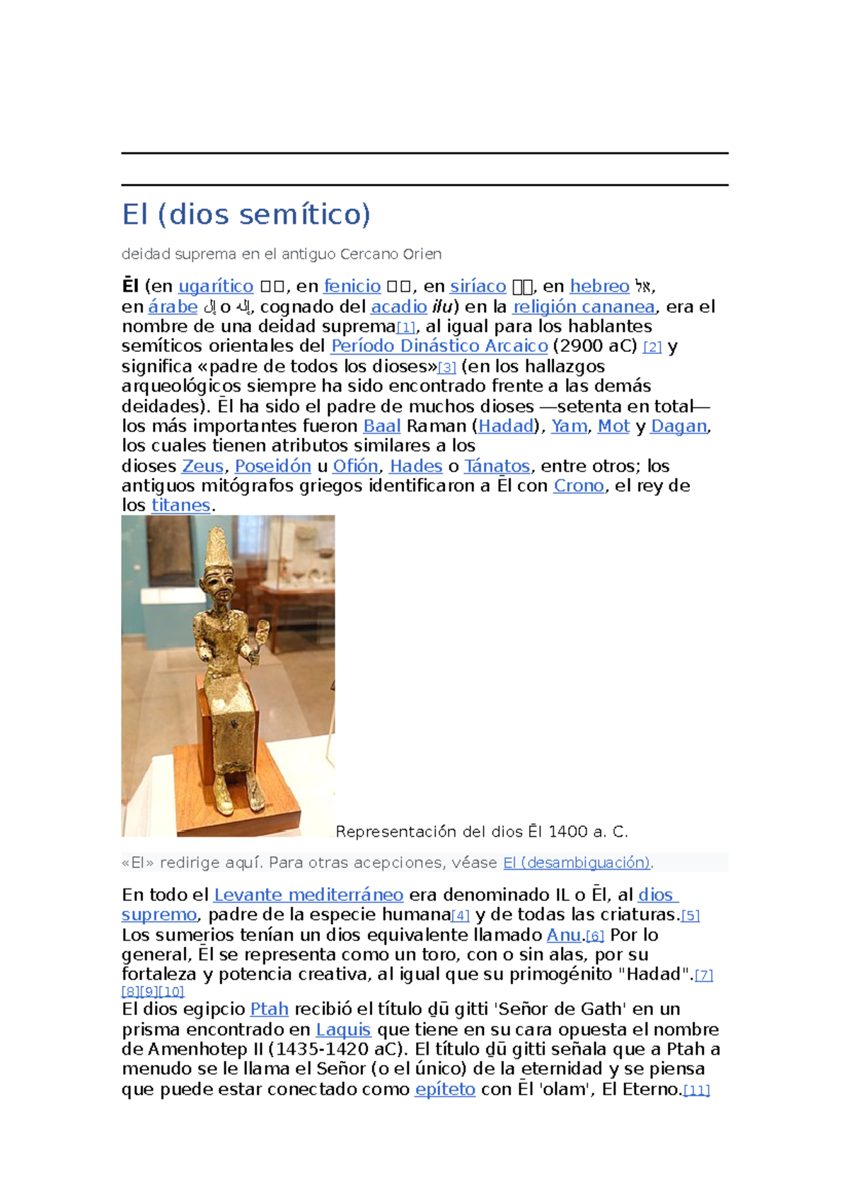 Dios semitico Él - .... - El (dios semítico) deidad suprema en el ...