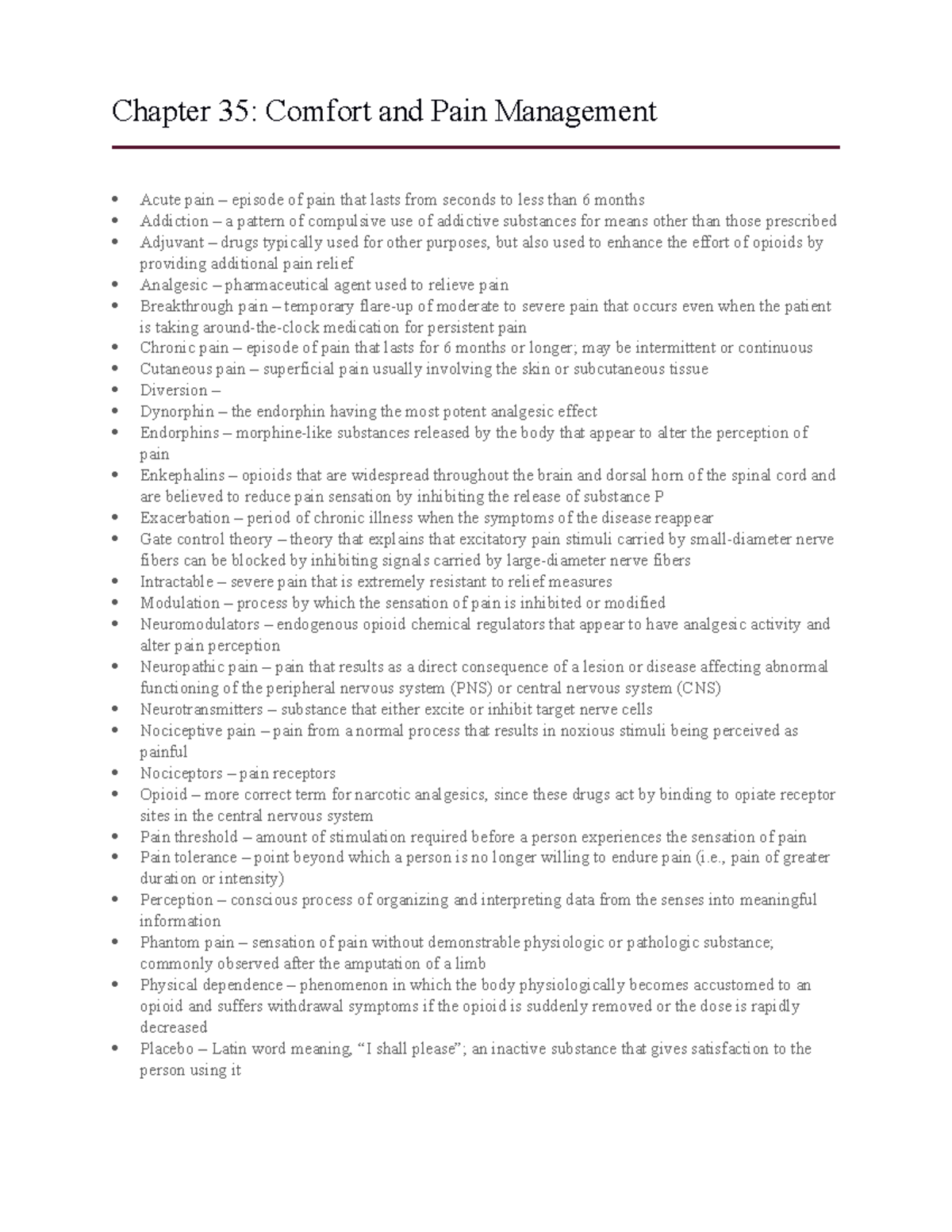 Chapter 35 - Fundamentals of nursing lecture notes summary for chapte ...