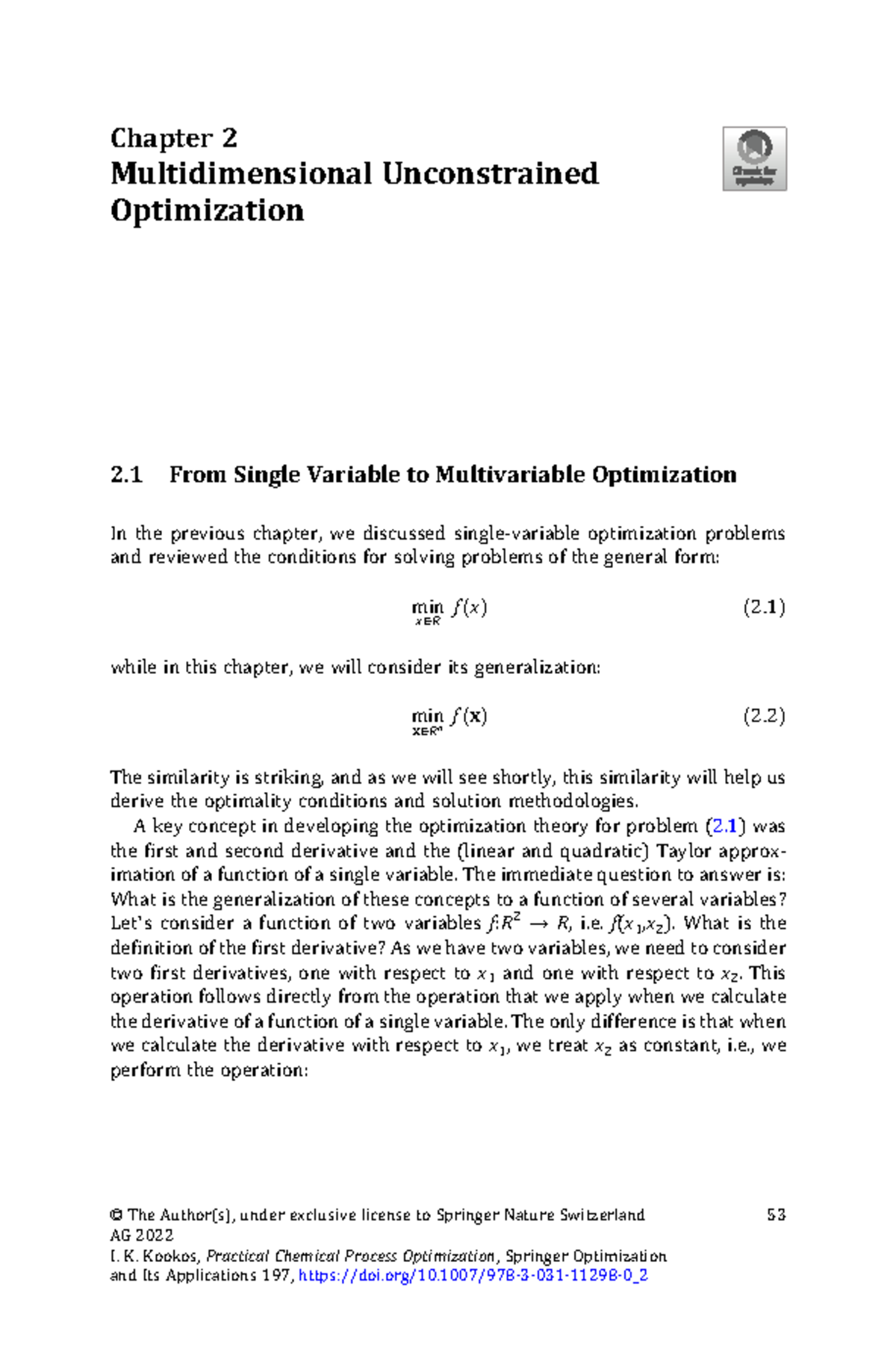 Cap 2 kookos - Libro de apoyo - 53 Chapter 2 Multidimensional Unconstrained Optimization 2 From ...