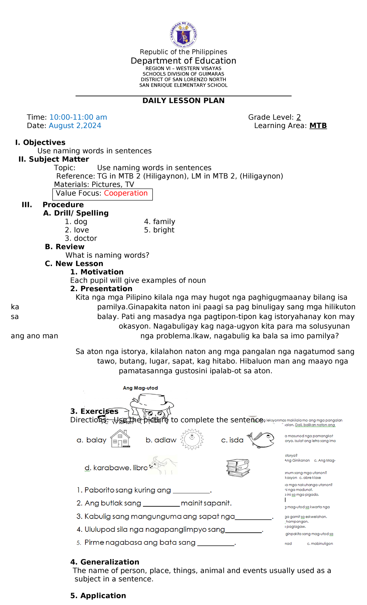 August 2- Math, English - Republic of the Philippines Department of ...