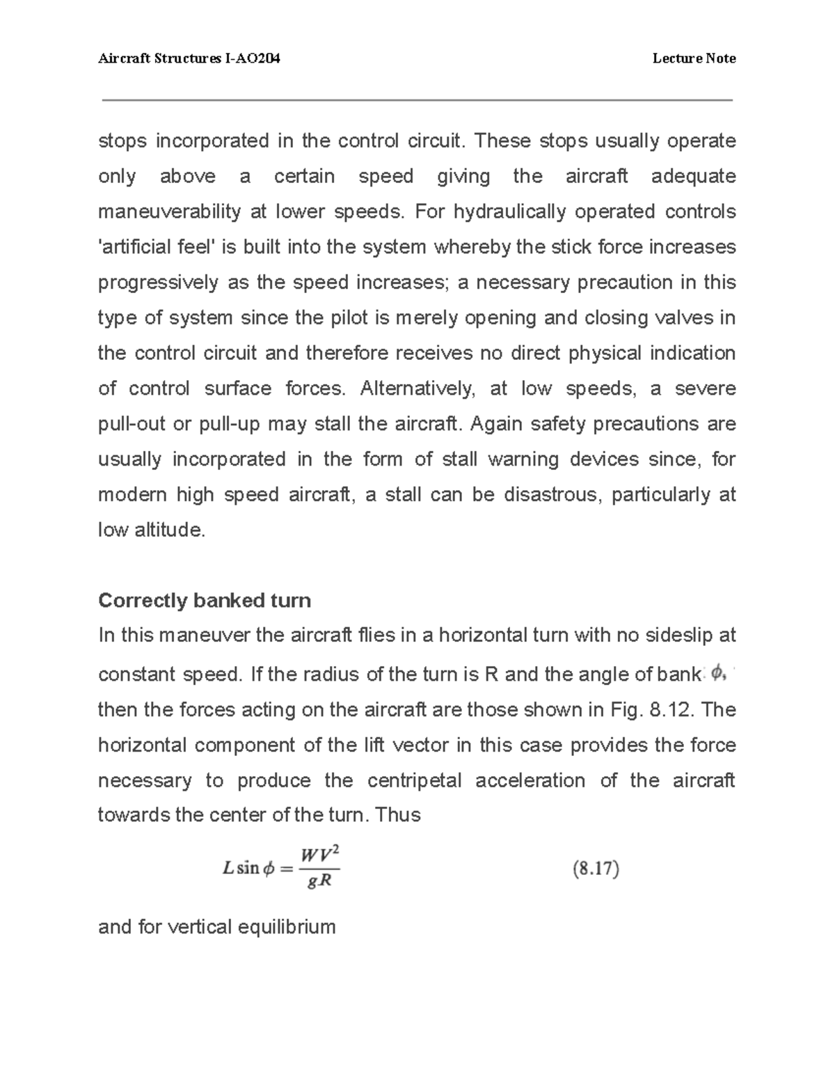 Aircraft Structures 1 Lecture note 10 - stops incorporated in the control circuit. These stops ...