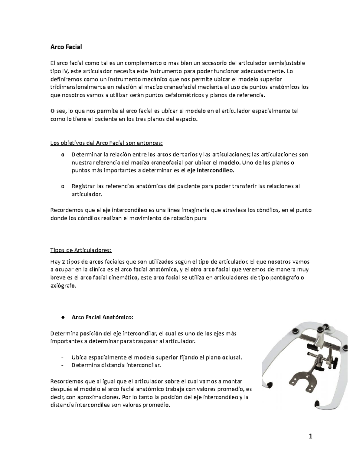 Arco Facial - tipeo de articuladores - Arco Facial El arco facial como ...