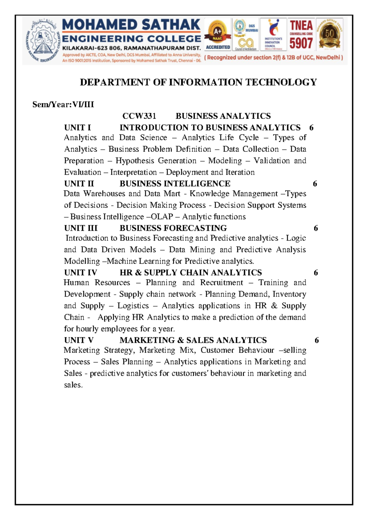 CCW331-Business Analytics slow learner Material - DEPARTMENT OF INFORMATION TECHNOLOGY - Studocu