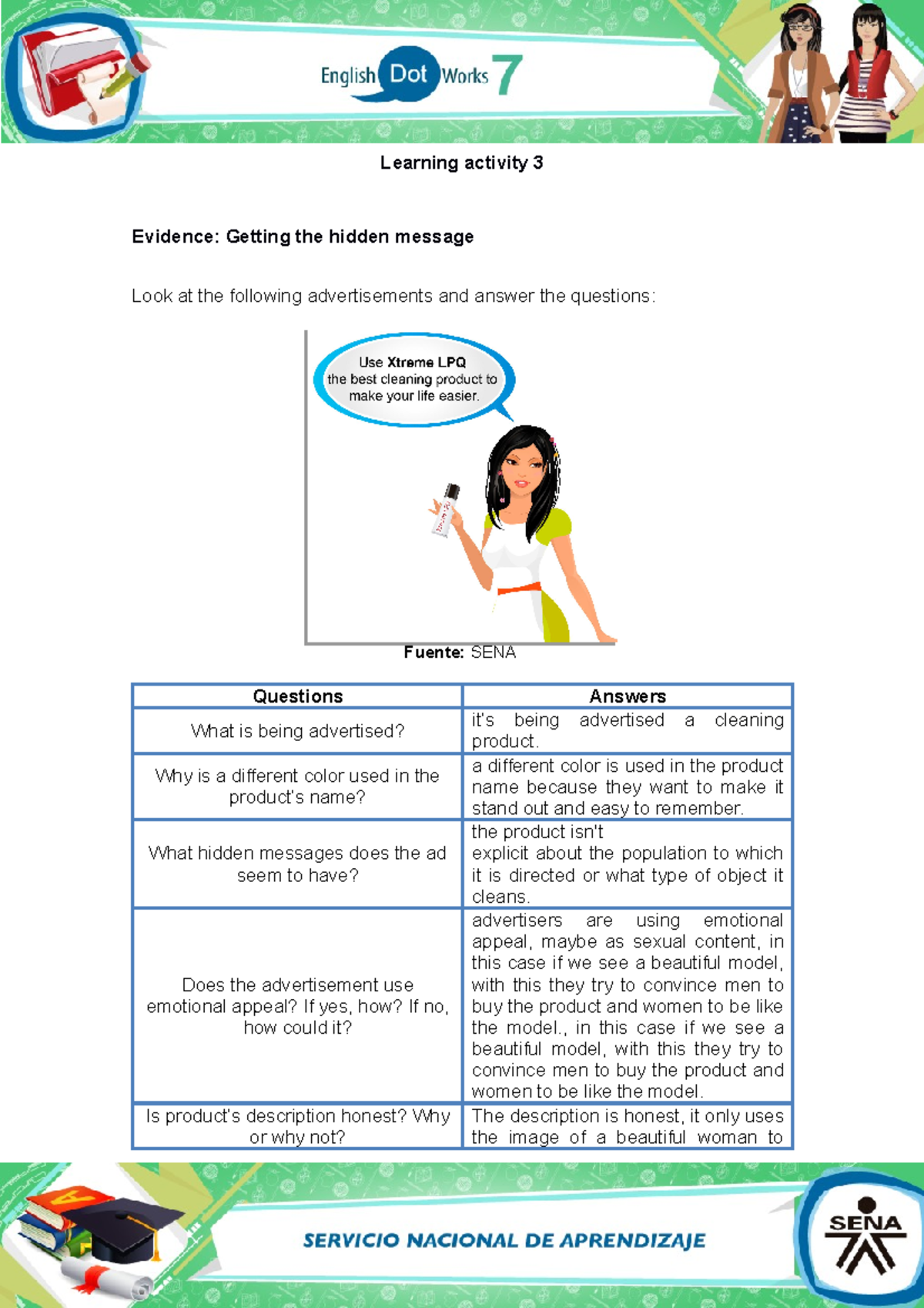 Evidence Getting the hidden message English Dot Work DW7 - Learning ...