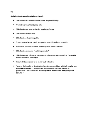 IPE risk lecture - Issues in International Politics Economy Opportunity ...