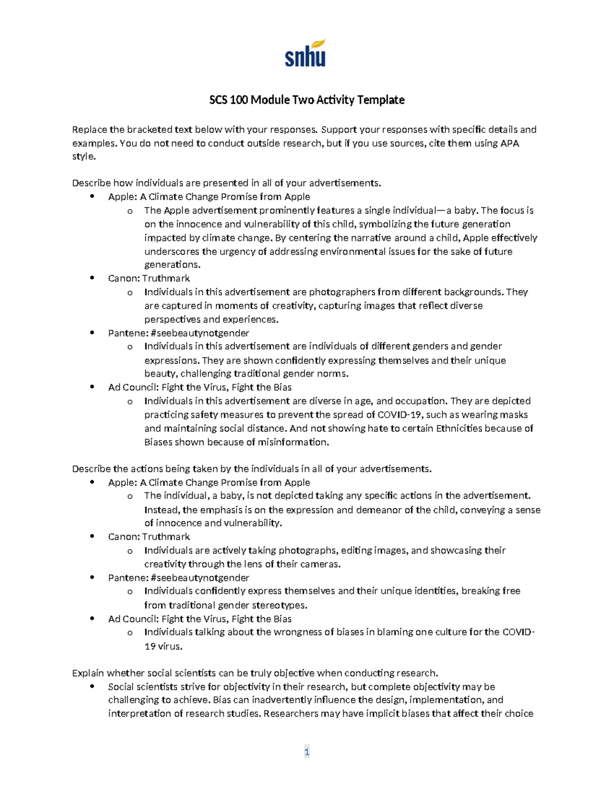 SCS 100 Module Two Activity Submitted - SCS 100 Module Two Activity ...