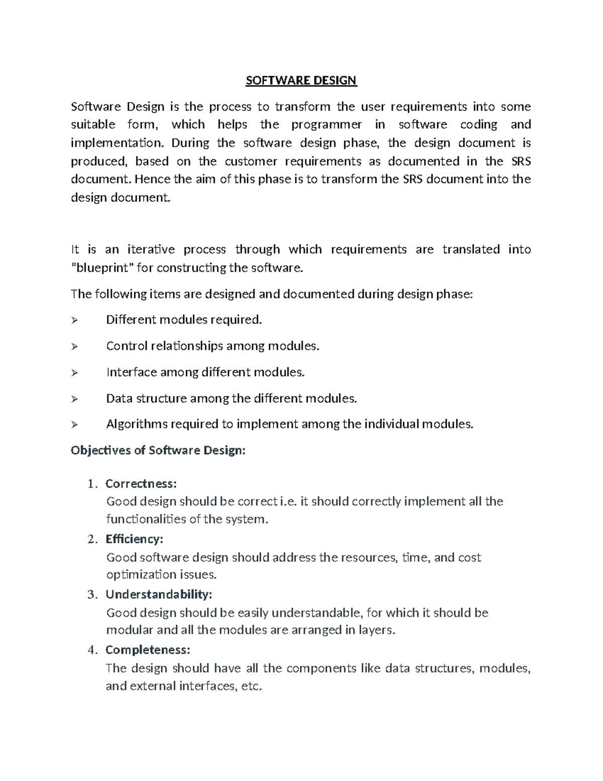 Advanced Software Eng CH2 - SOFTWARE DESIGN Software Design is the ...