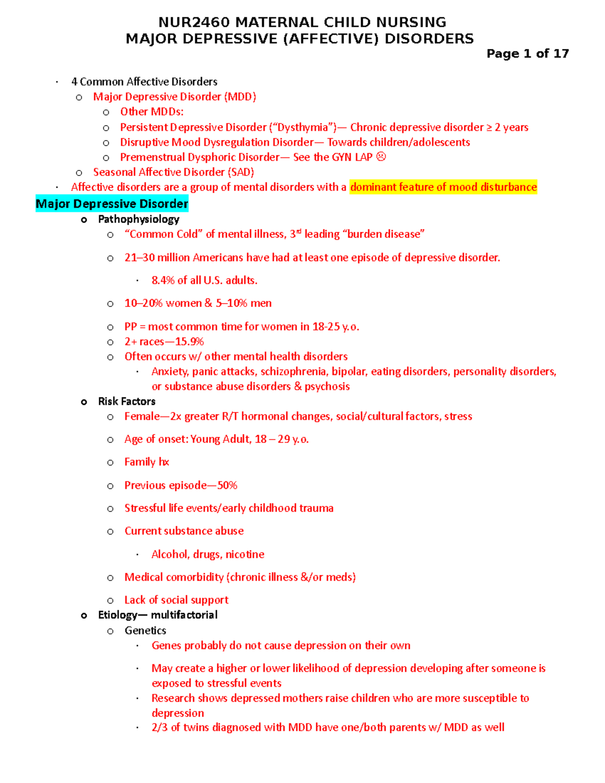 Major Depressive Disorder & PPD - MAJOR DEPRESSIVE (AFFECTIVE ...