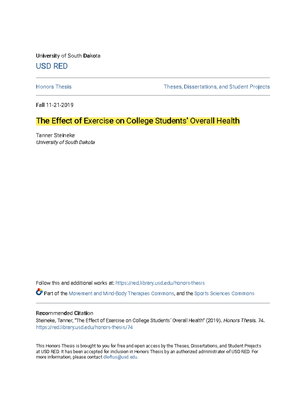 The Effect of Exercise on College Students' Overall Health - library ...