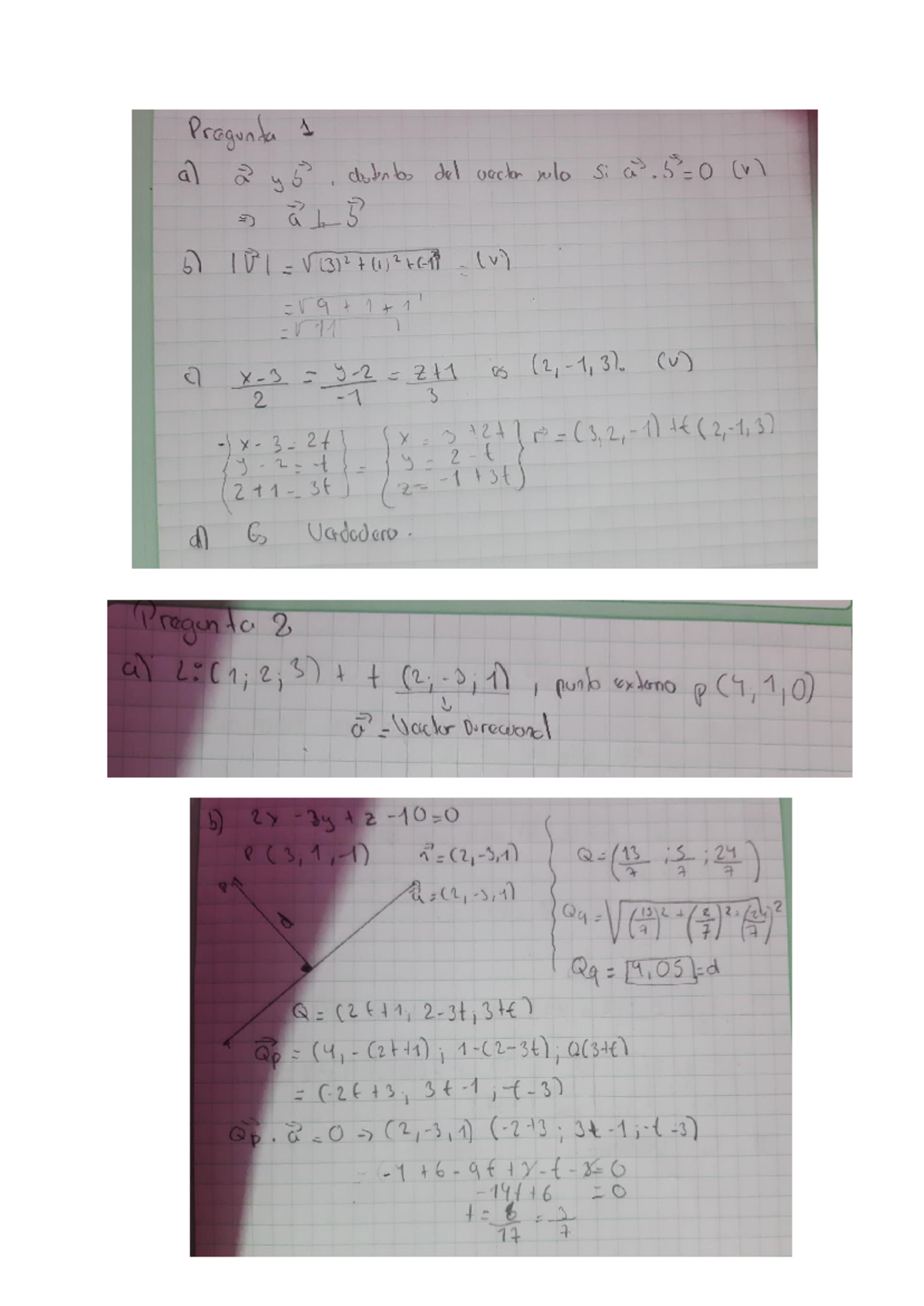 T1 MATematicas S - Pregunta 1 a) I dististos del vector wlo (v) =) abs ...