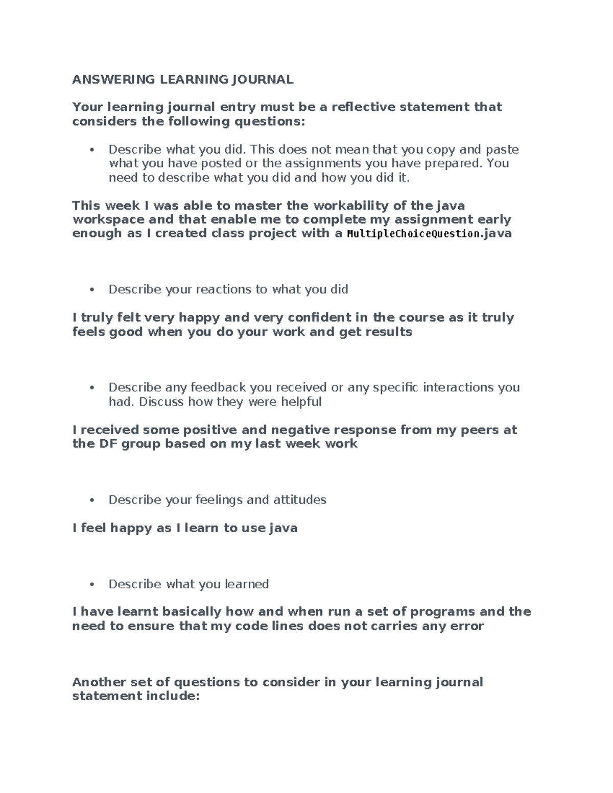 Answering Learning Journal unit 4 - ANSWERING LEARNING JOURNAL Your ...