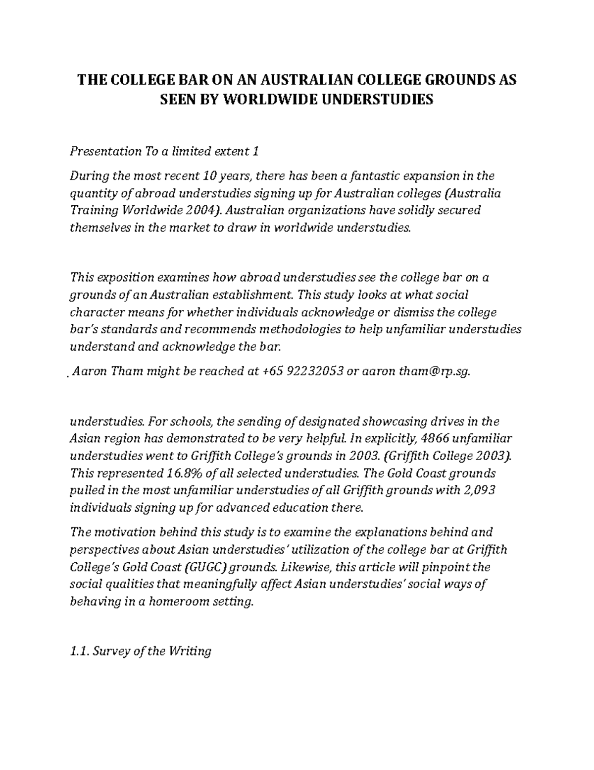 THE University BAR ON AN Australian University Campus AS SEEN BY ...