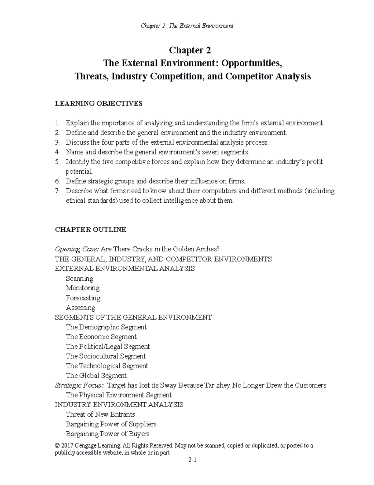 Hitt inst manual 12e ch02 updated 12.4.17 - Chapter 2 The External Environment: Opportunities ...
