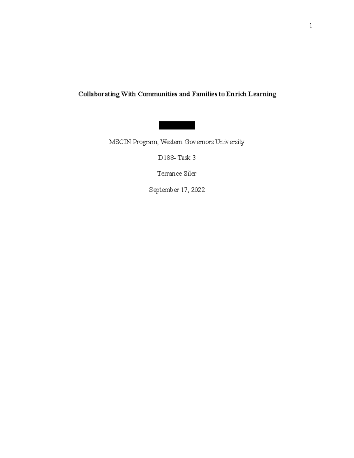 D188- Task 3 - Passed - Collaborating With Communities and Families to ...