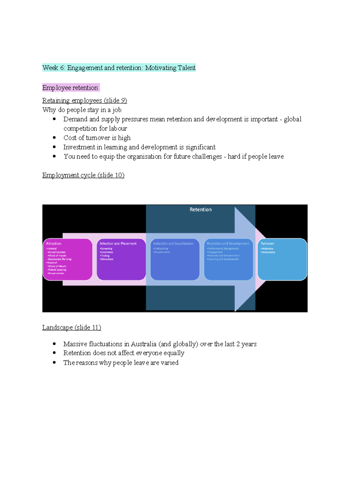 Week 6 - intro to HRM - lecture notes - Week 6: Engagement and ...