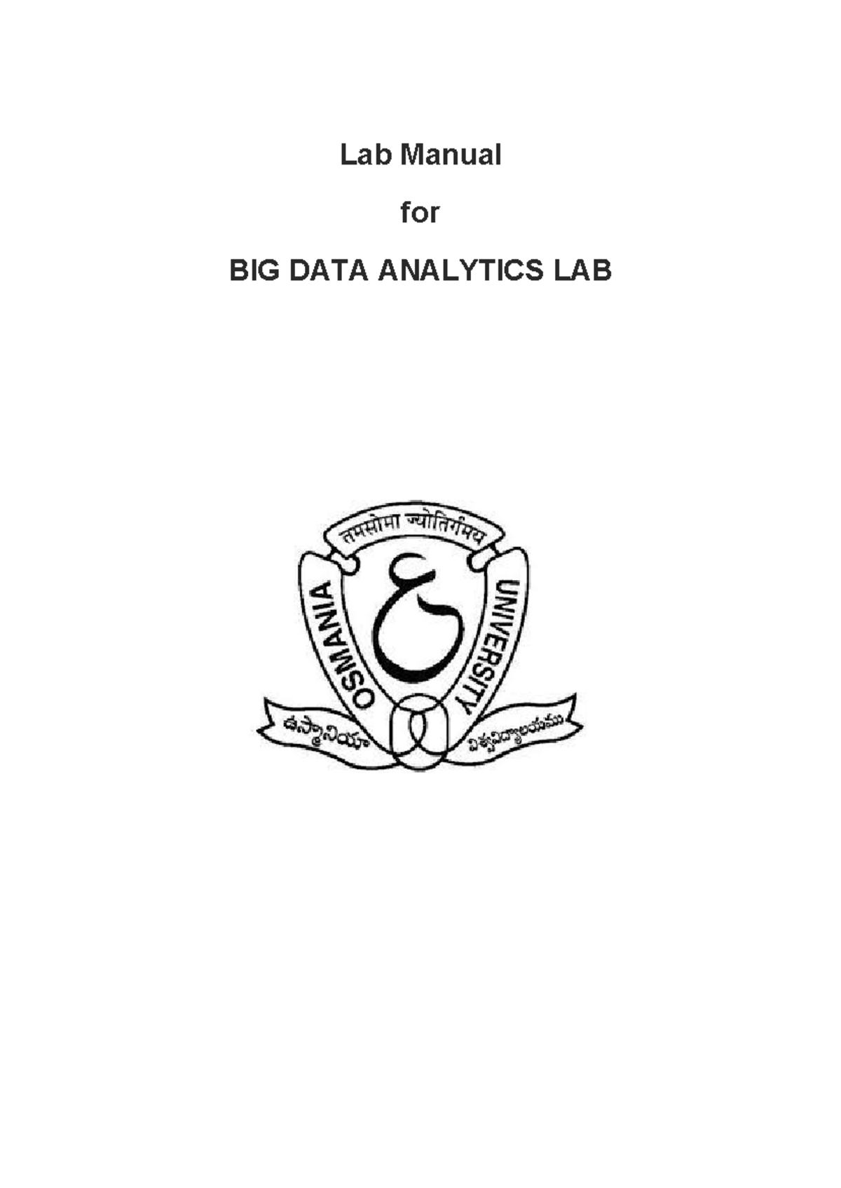 Bigdatalabmanual - Lab Manual for BIG DATA ANALYTICS LAB 1 of Hadoop: Hadoop software can be ...