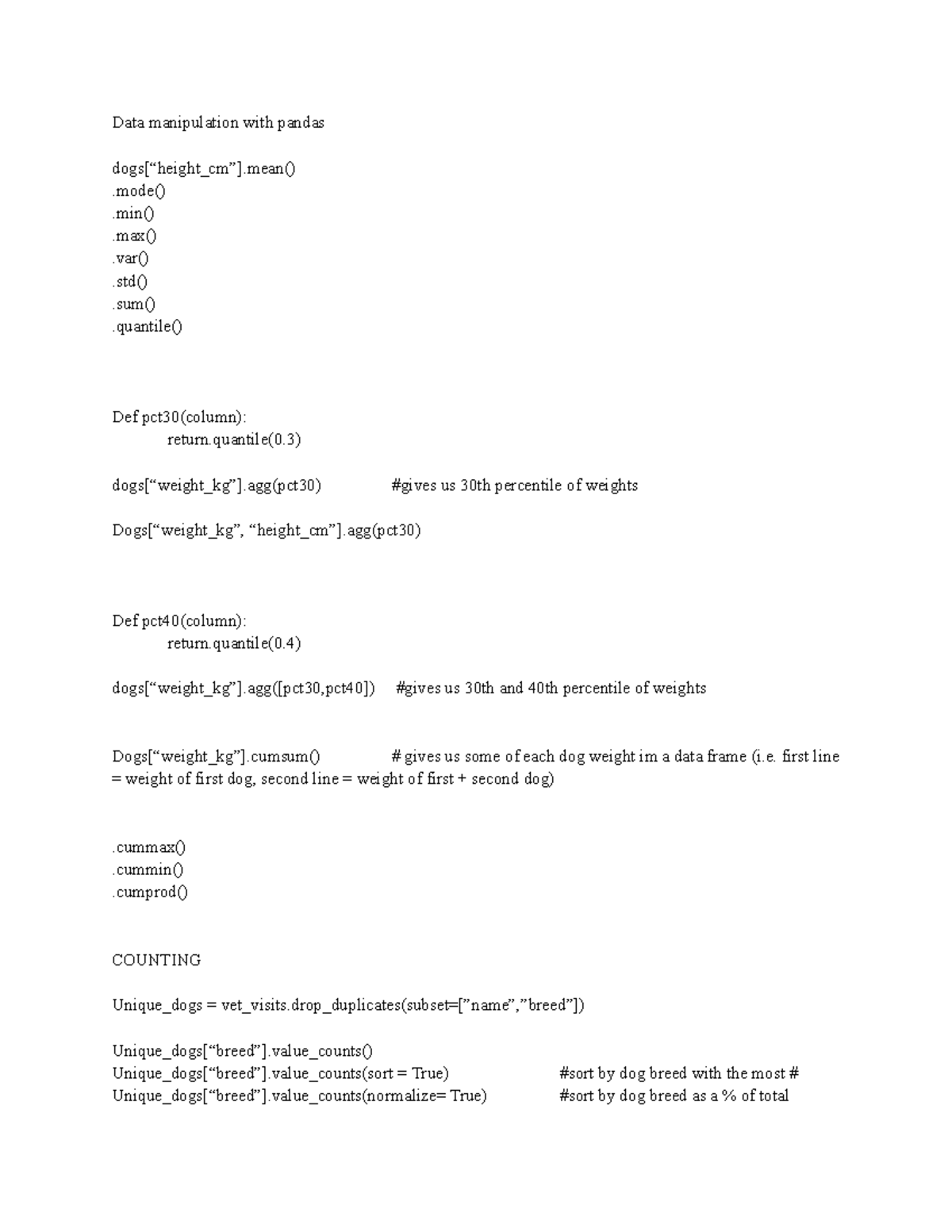 Pandas - Lecture notes - Data manipulation with pandas dogs[“height_cm ...