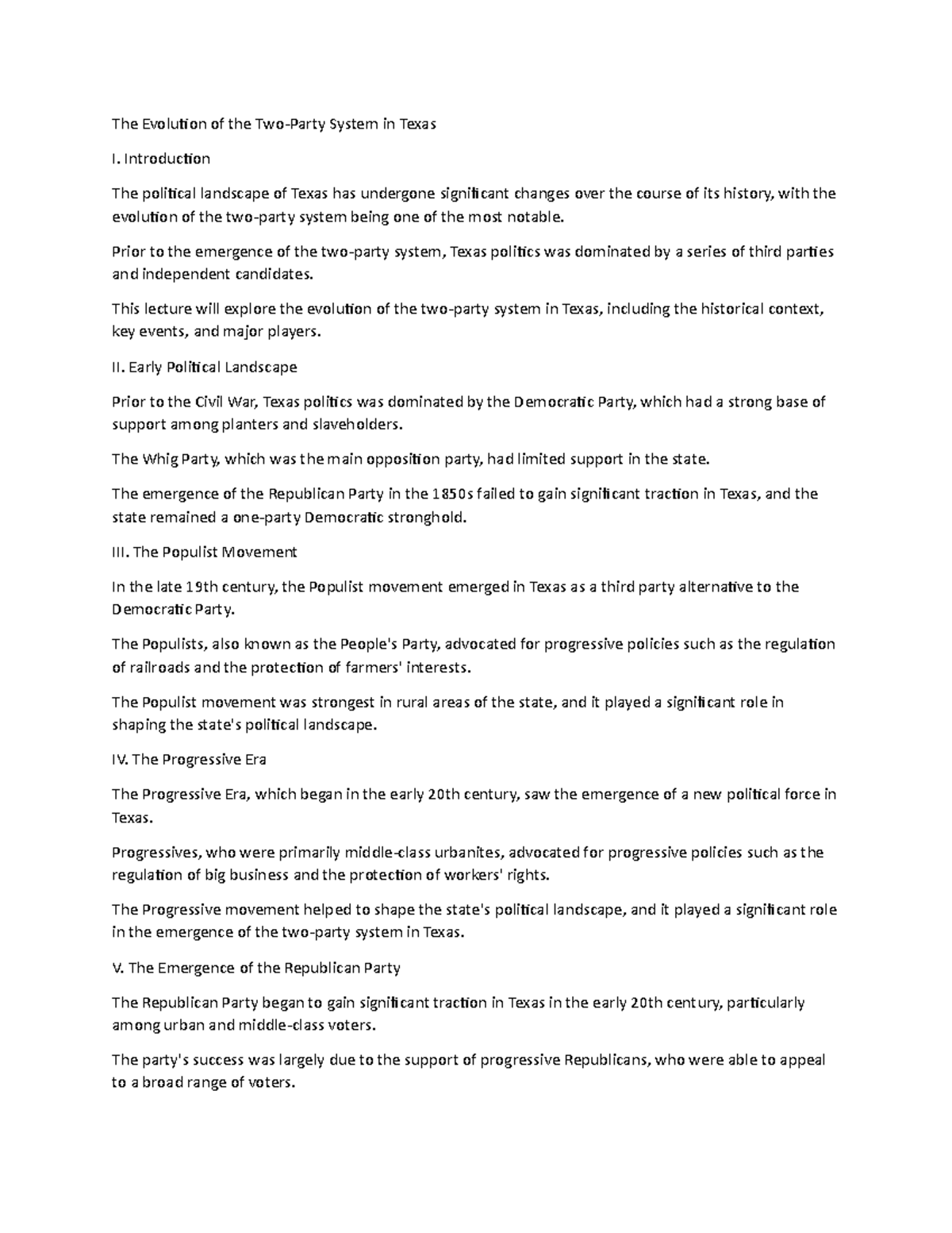 The Evolution of the Two Party System - Introduction The political ...