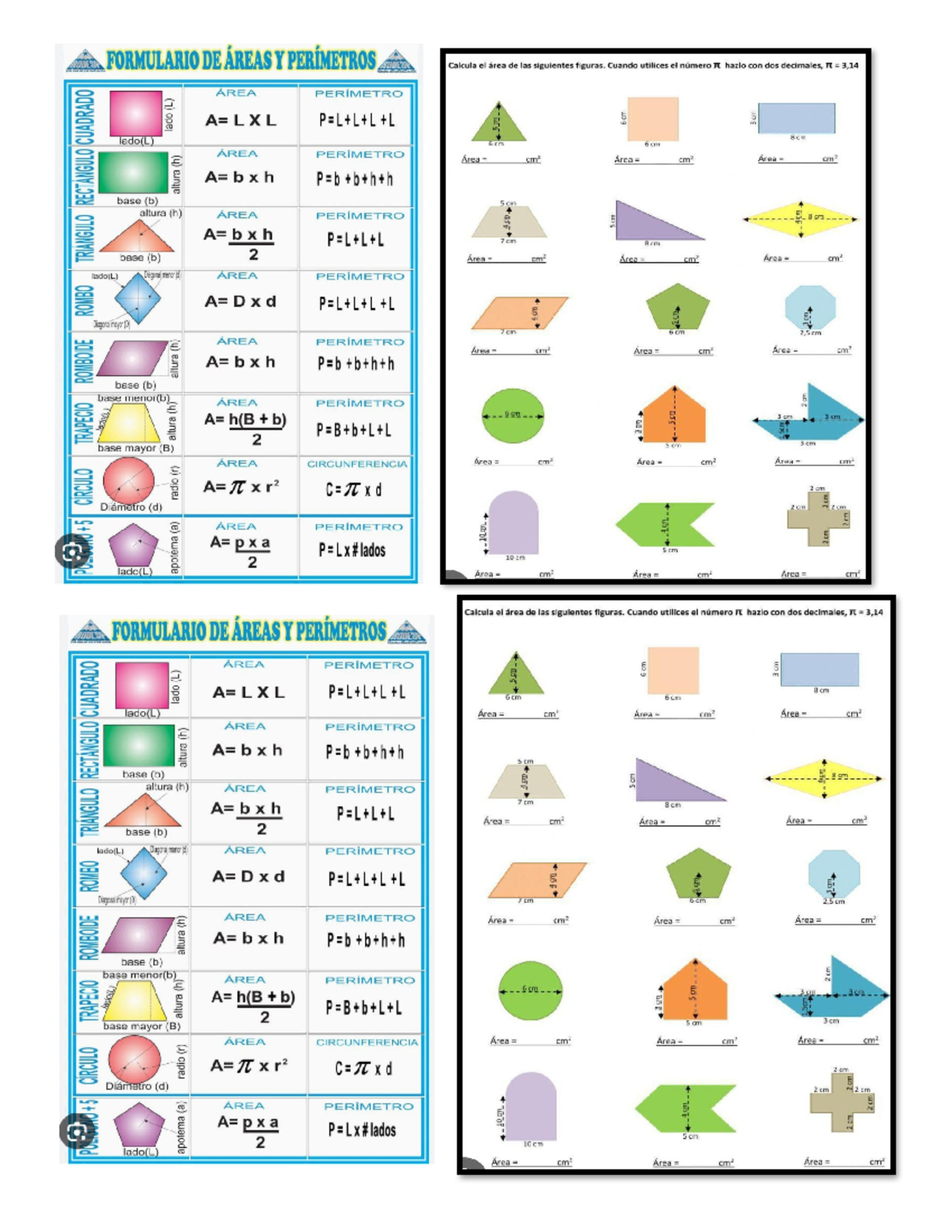 Formulas DE Perimetro Y AREA DE Figuras Planas - Administración - Studocu