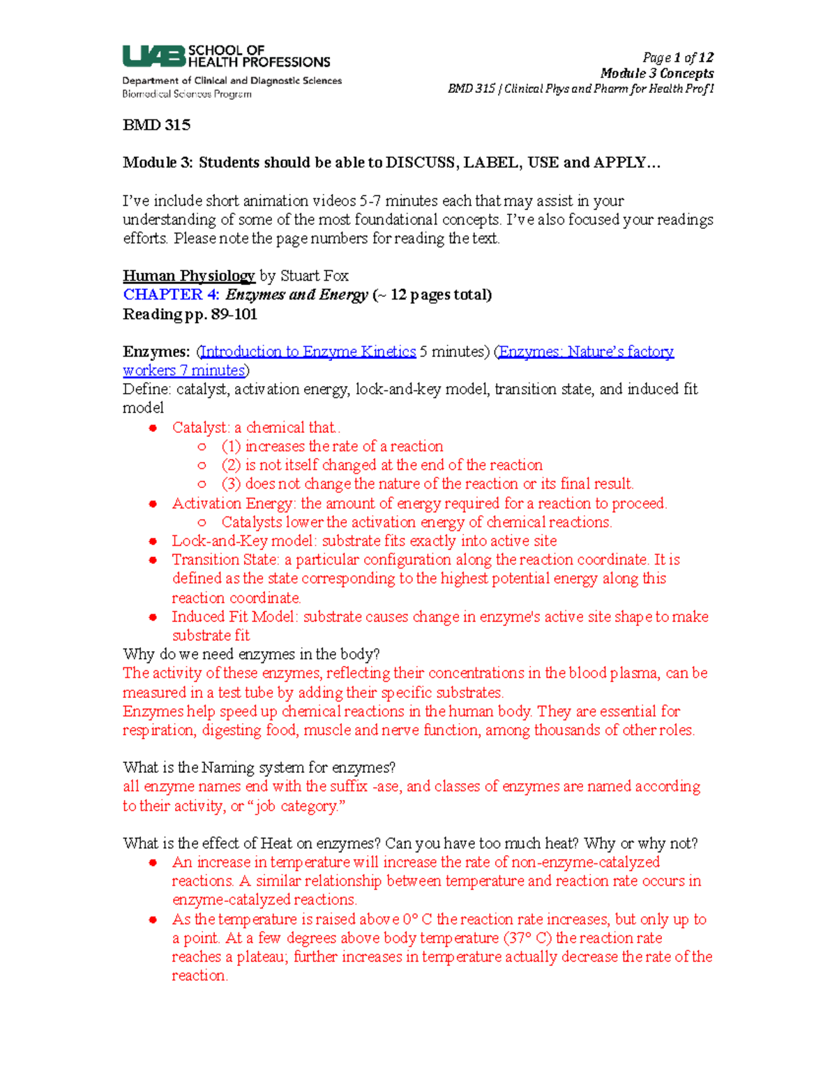 Module 3 objectives-reading 2020-2 - Module 3 Concepts BMD 315 ...
