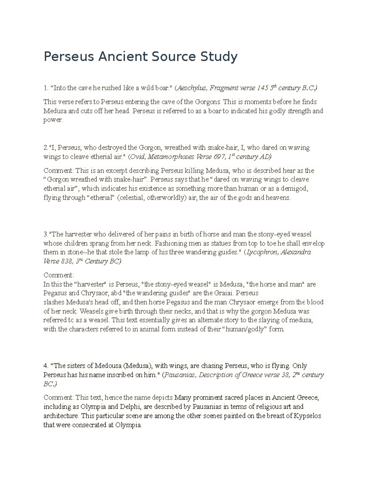 Ancient Source Study - Perseus Ancient Source Study “Into the cave he ...