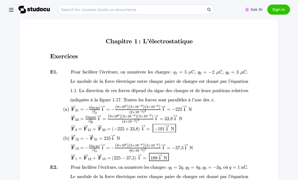 Chap 1 - Pngkjggjjgjg - Chapitre 1 : L’électrostatique Exercices E1. Pour faciliter l’écriture ...