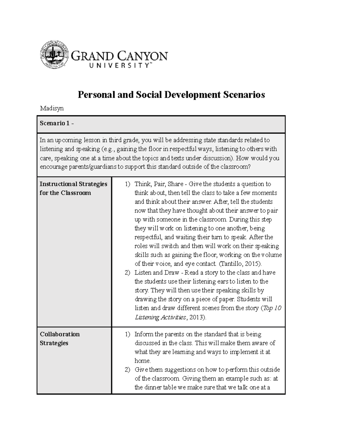 ELM-200 Personal and Social Development Scenarios - Personal and Social ...