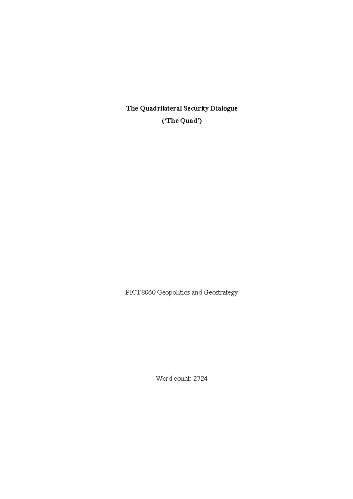 The Quadrilateral Security Dialogue (The Quad) - The Quadrilateral ...