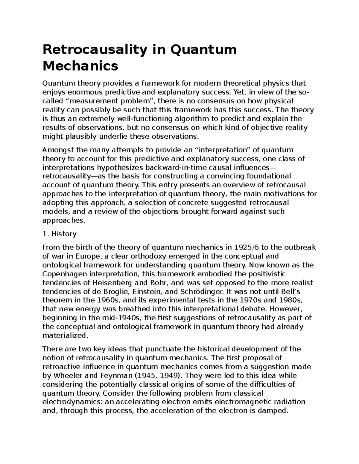 Retrocausality in Quantum Mechanics - Retrocausality in Quantum ...