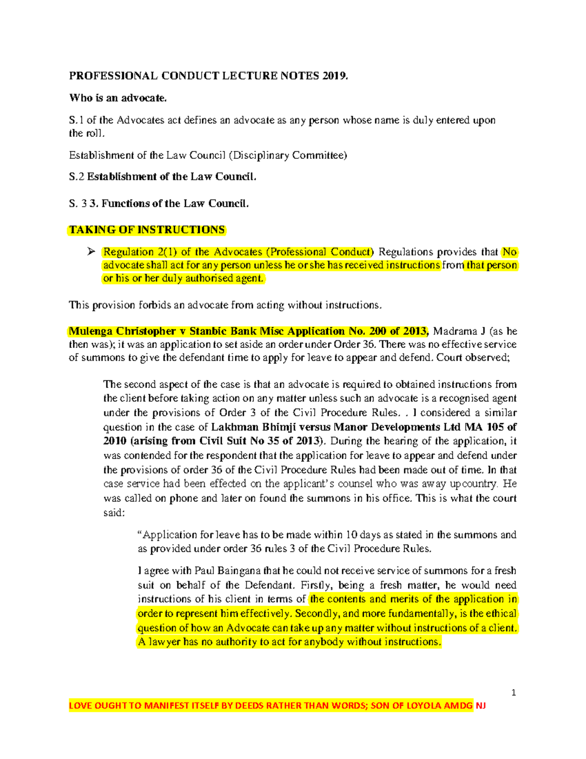 Professional Conduct Notes NJ 2019 LDC-1 - 1 PROFESSIONAL CONDUCT ...