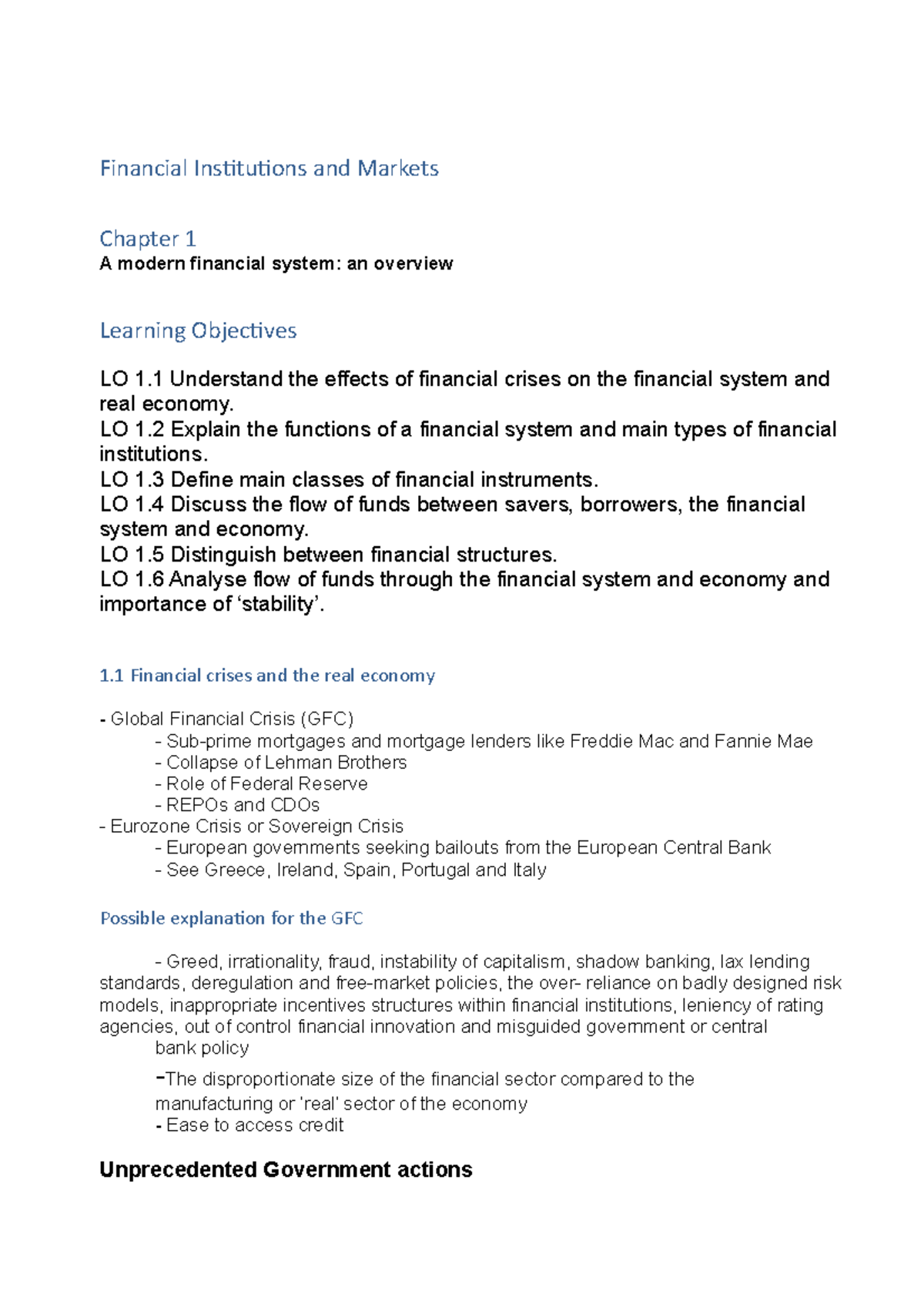 Financial-Institutions-and-Markets Notes - Financial Institutions and ...