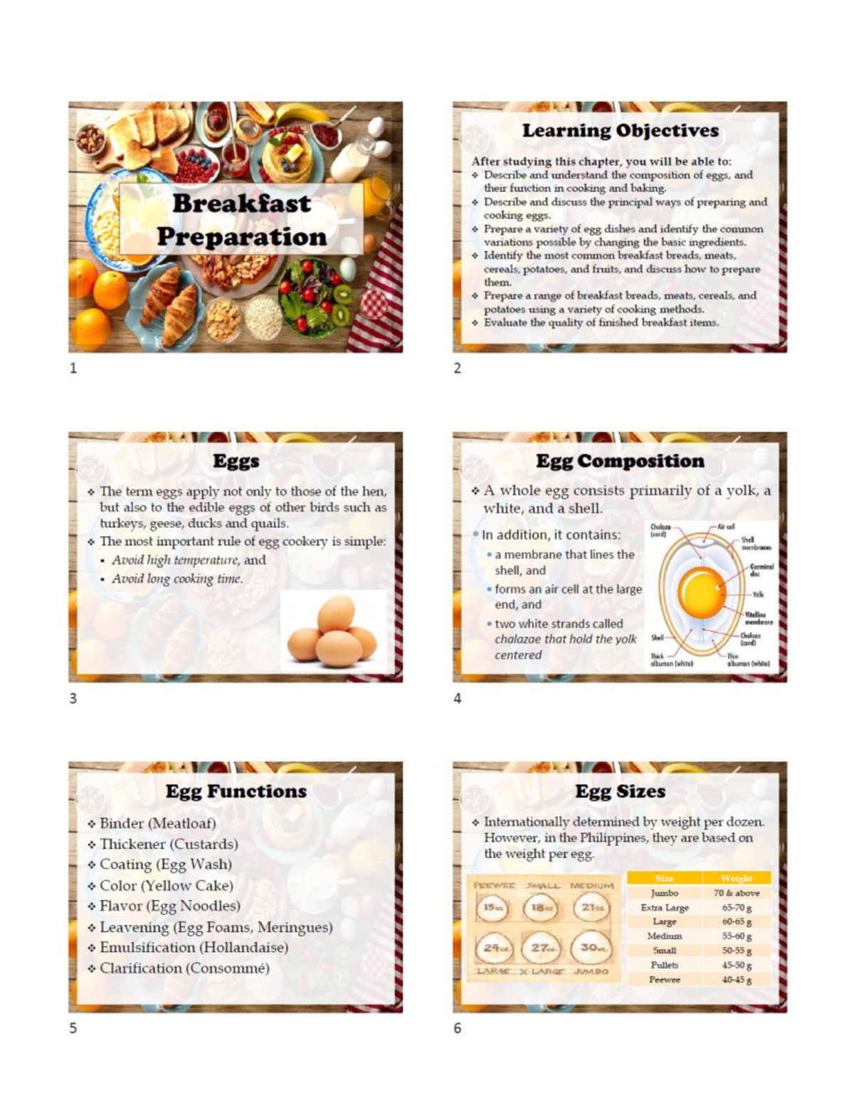 Lesson 4 - Breakfast Preparation - Learning Objectives After studying ...