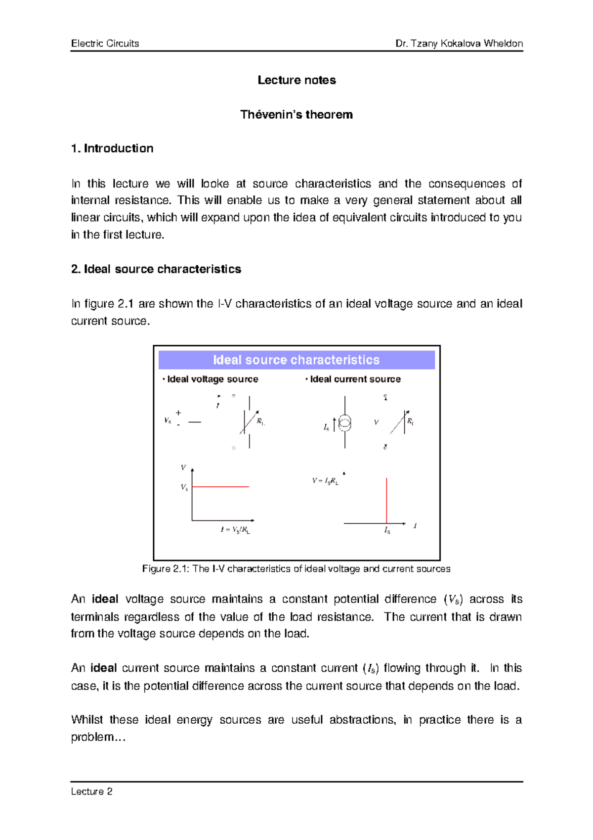 Lecture notes, lectures 2, 6-8, 10 - lecture notes on electric circuits ...