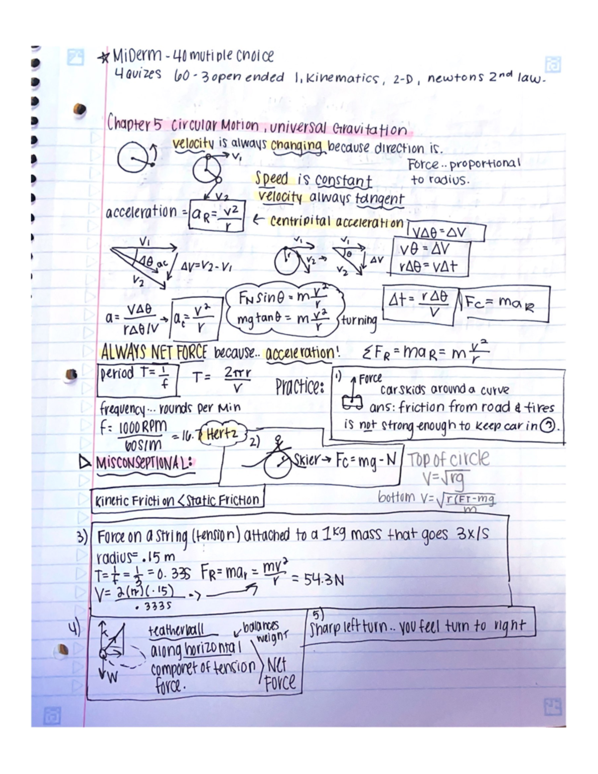 Physics Ch 5 Notes And Practice - PHYSICS 111 - Studocu