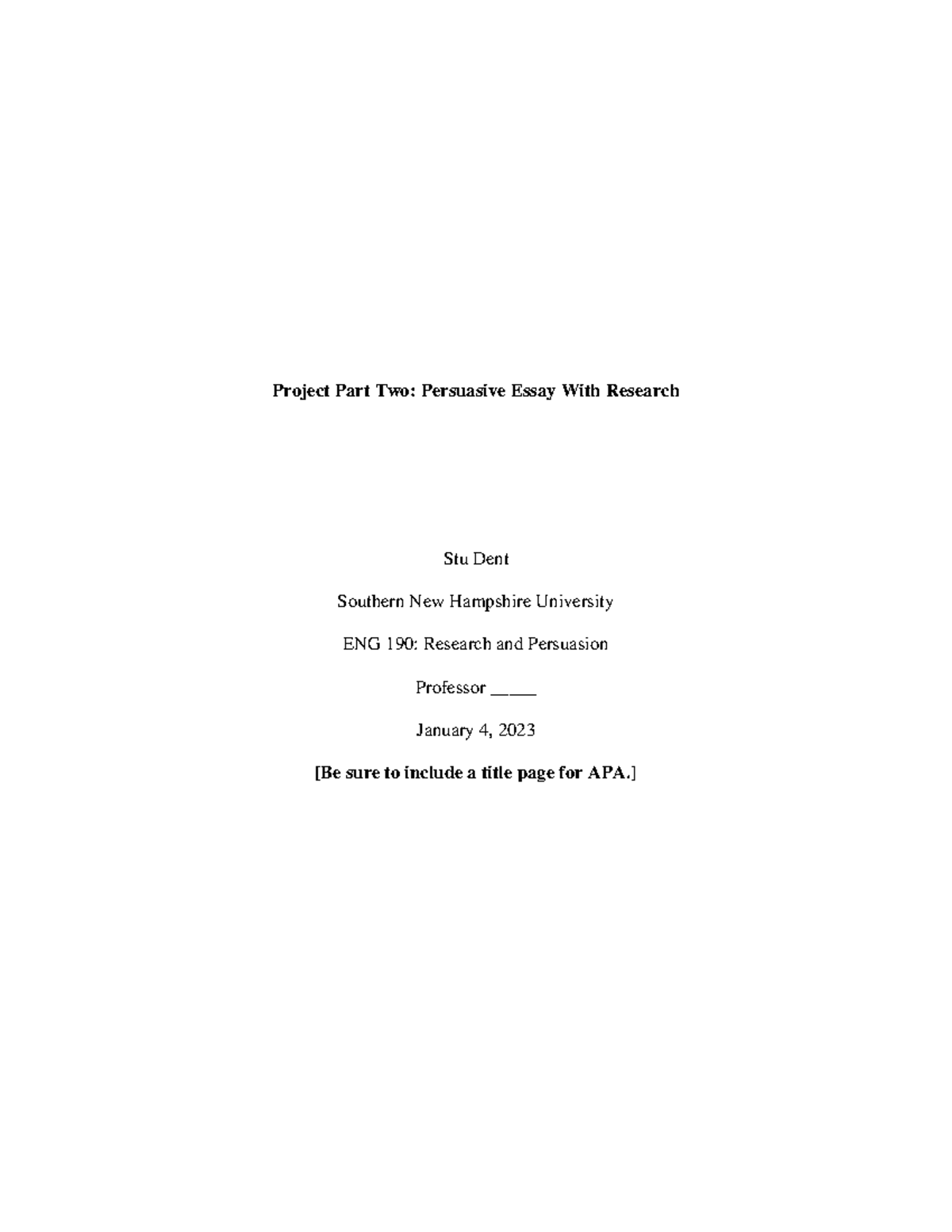 ENG 190 Module Five Essay Draft Exemplar APA - Project Part Two ...