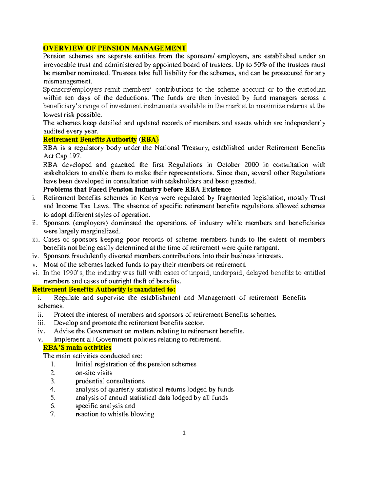 Pension management - 1 OVERVIEW OF PENSION MANAGEMENT Pension schemes ...