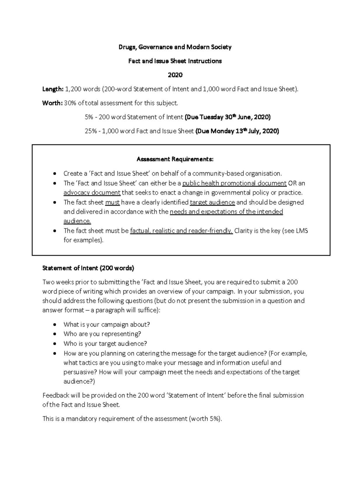 LST2DRU Fact and Issue Sheet Instructions 2020 - Drugs, Governance and ...