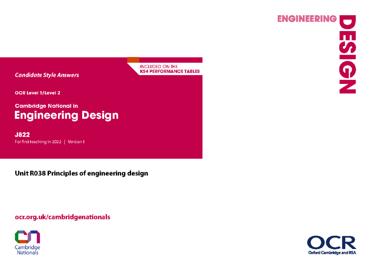 648184 principles of engineering design - Unit R038 Principles of ...
