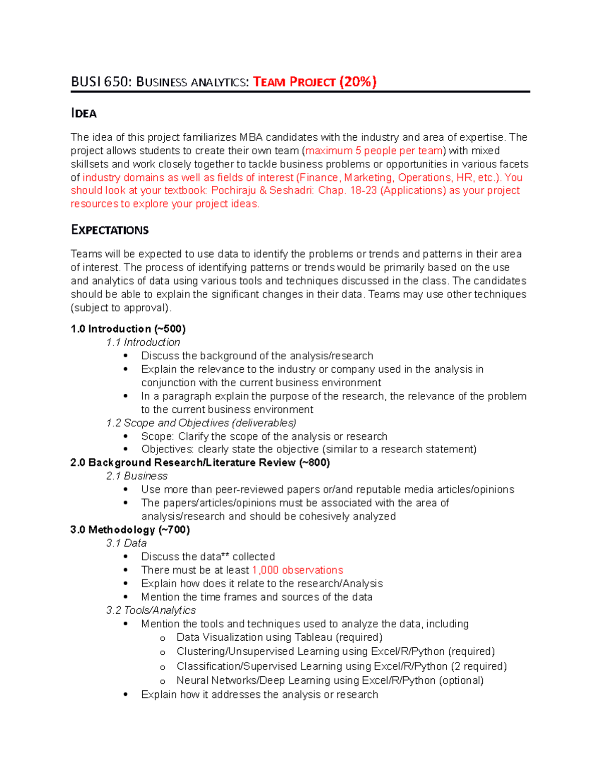 BUSI 650-TP-Team Project - BUSI 650: BUSINESS ANALYTICS: TEAM PROJECT ...