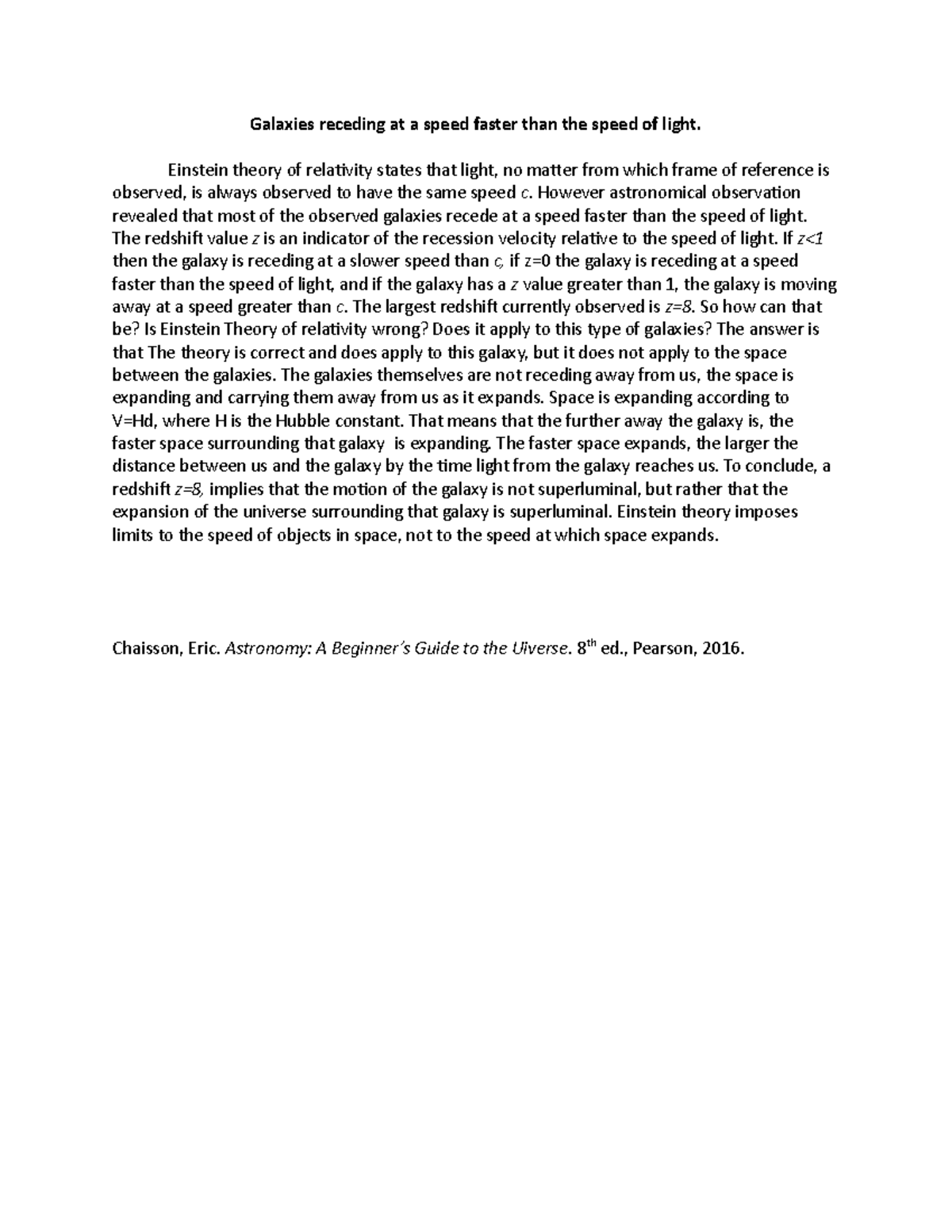 Galaxies receding at a speed faster than the speed of light - Einstein ...