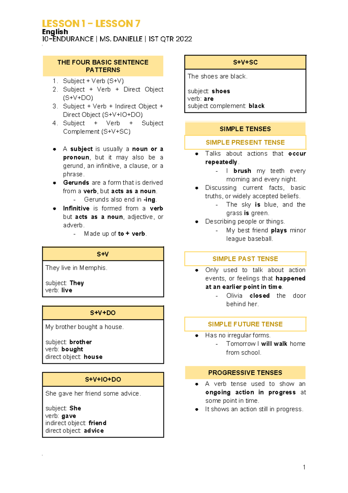 English Reviewer - Notes - LESSON 1 - LESSON 7 English 10-ENDURANCE ...