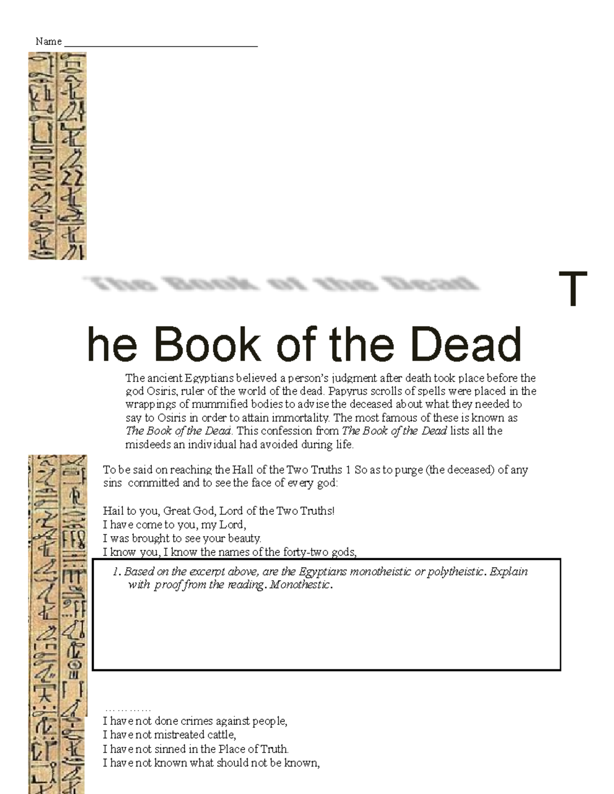Copy of 04 - Egypt Book of the Dead Primary Source - Name