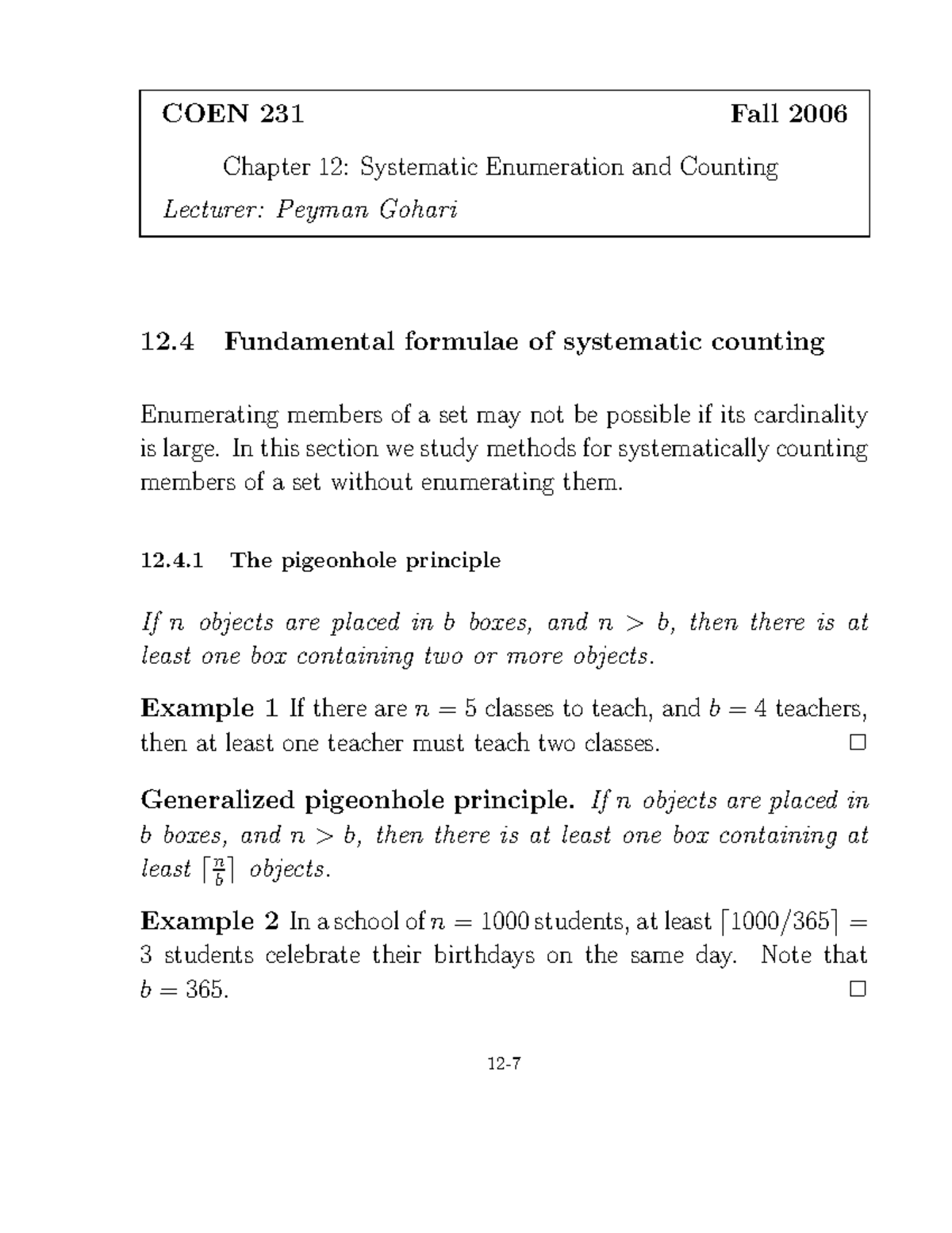 12-2l - COEN 231 chapter 12-2l - COEN 231 Fall 2006 Chapter 12: Systematic Enumeration and ...