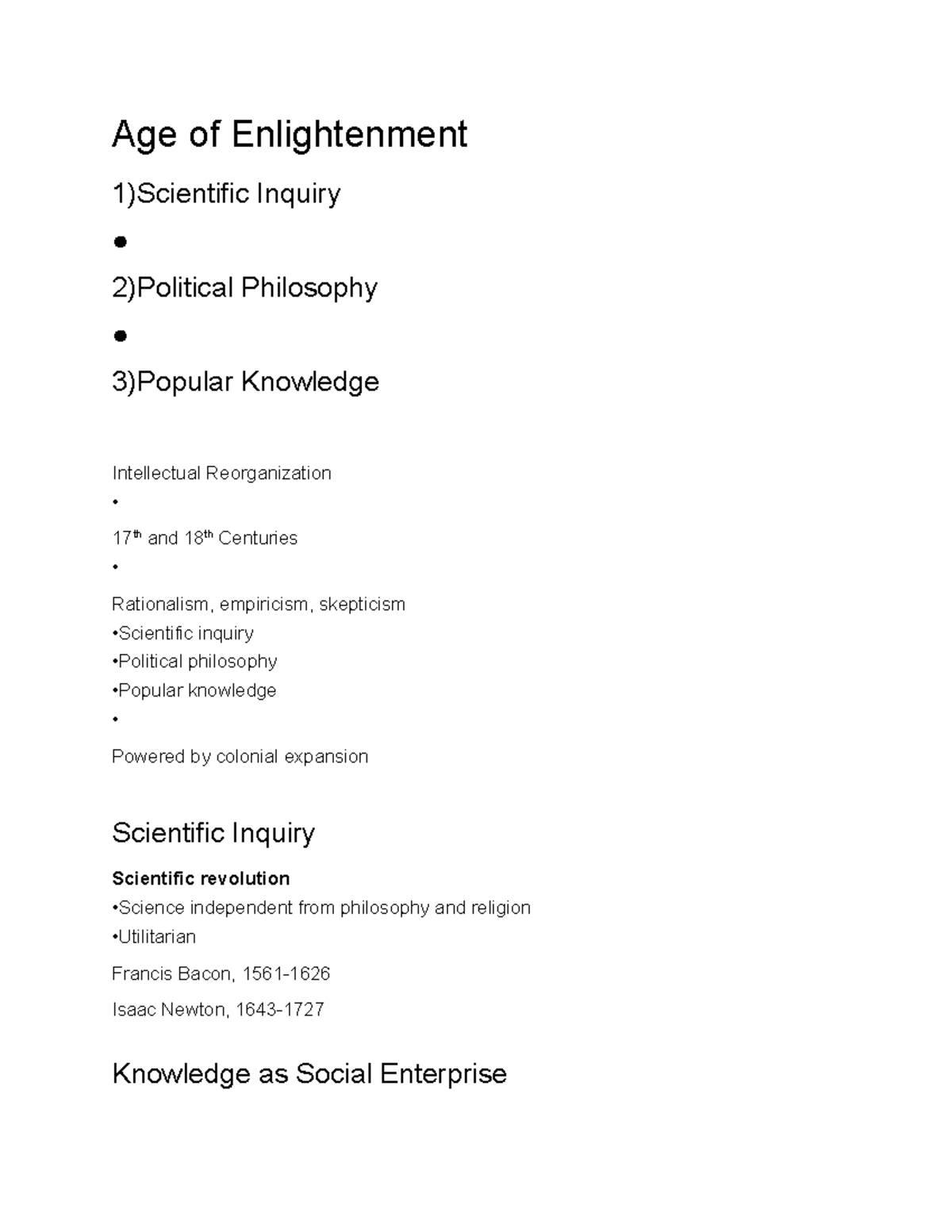 Age of Enlightenment-2 - Age of Enlightenment 1)Scientific Inquiry 2 ...