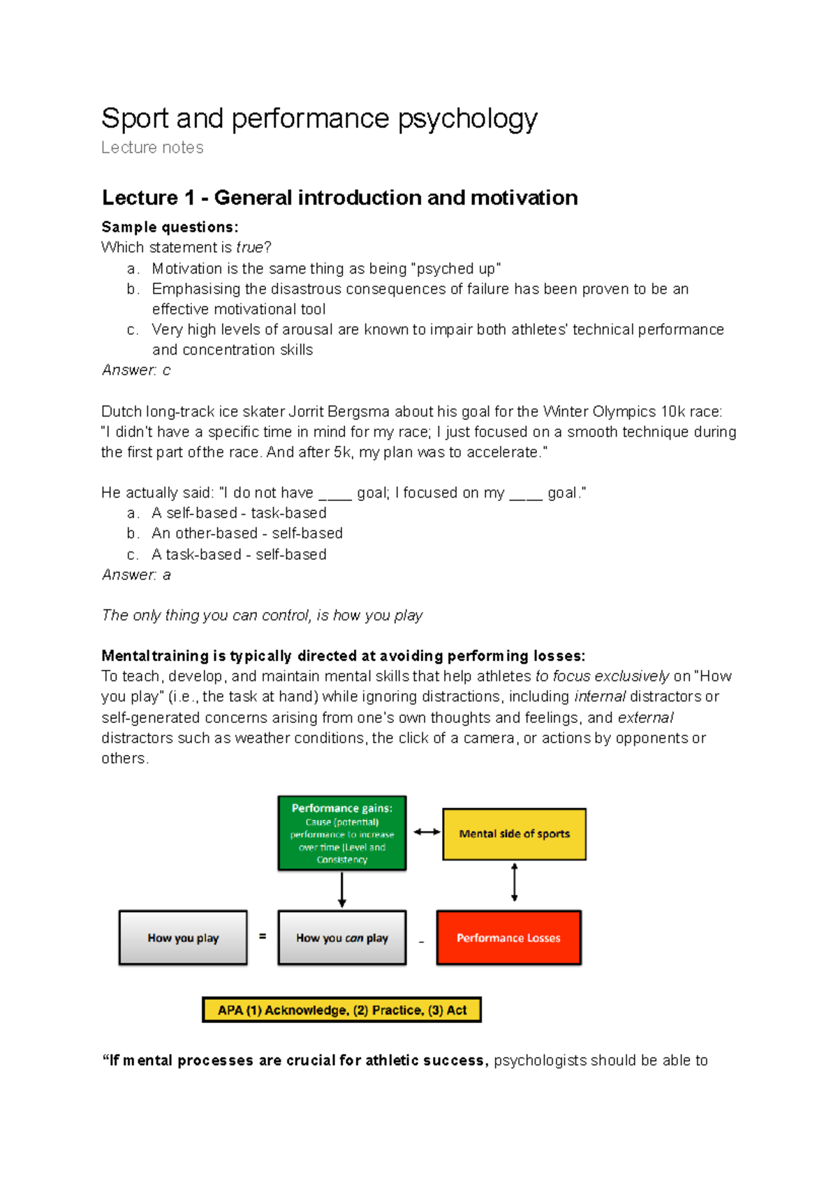 Sport and performance psychology - Sport and performance psychology ...