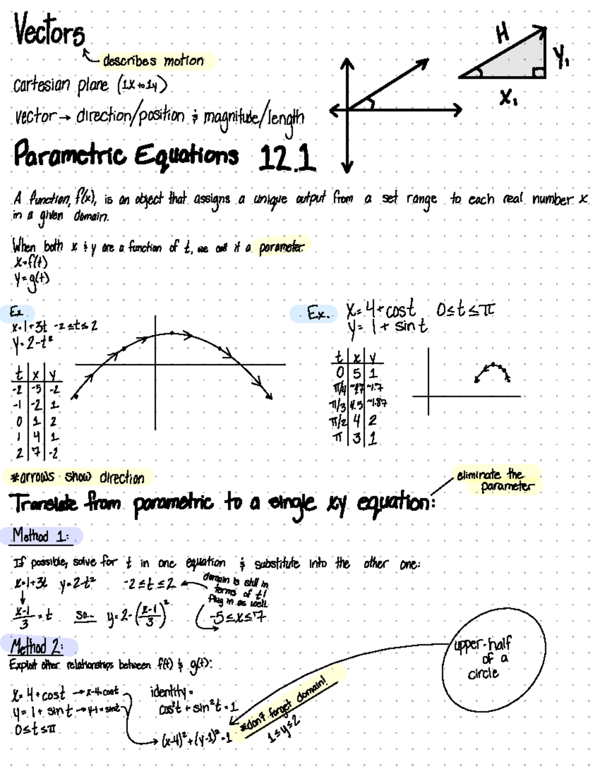 Calc 2 - Parametric Equations and Vectors - MATH112 - Studocu