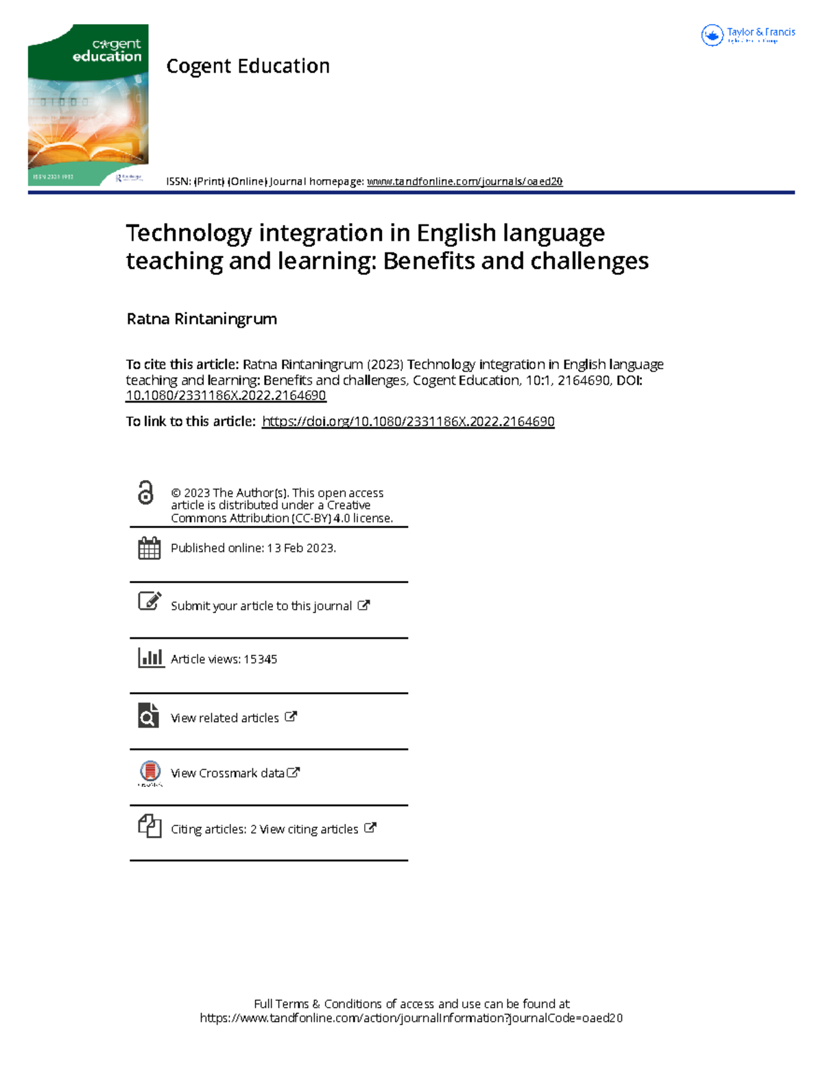 Technology integration in English language teaching and learning ...