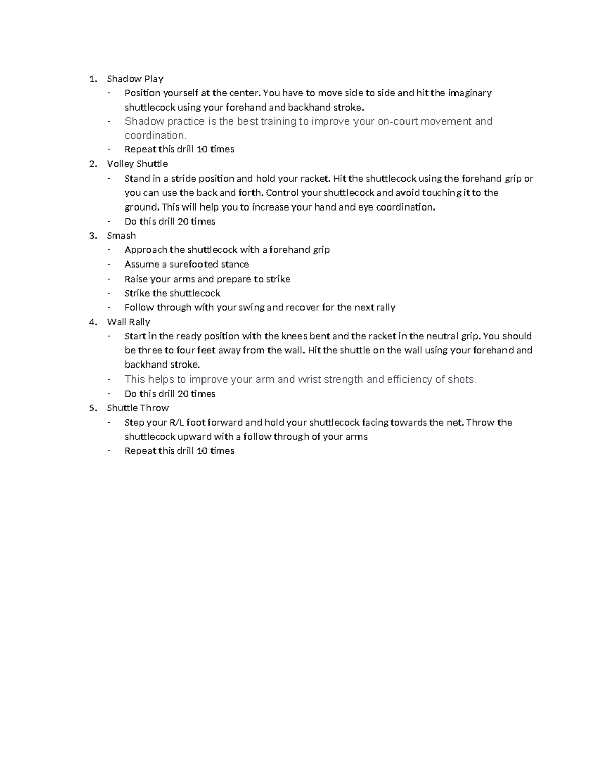 PE DEMO Drills - Shadow Play Position yourself at the center. You have ...