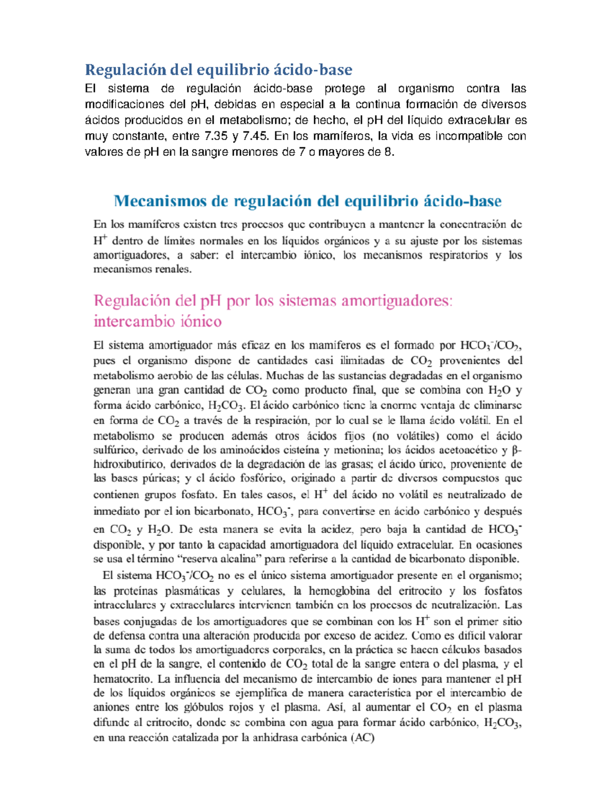 Regulación del equilibrio ácido-base - RegulaciÛn del equilibrio ·cido-base El sistema de ...